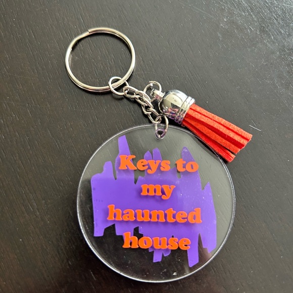 Handmade | Accessories | Spooky Haunted House Keychain With Purple And ...